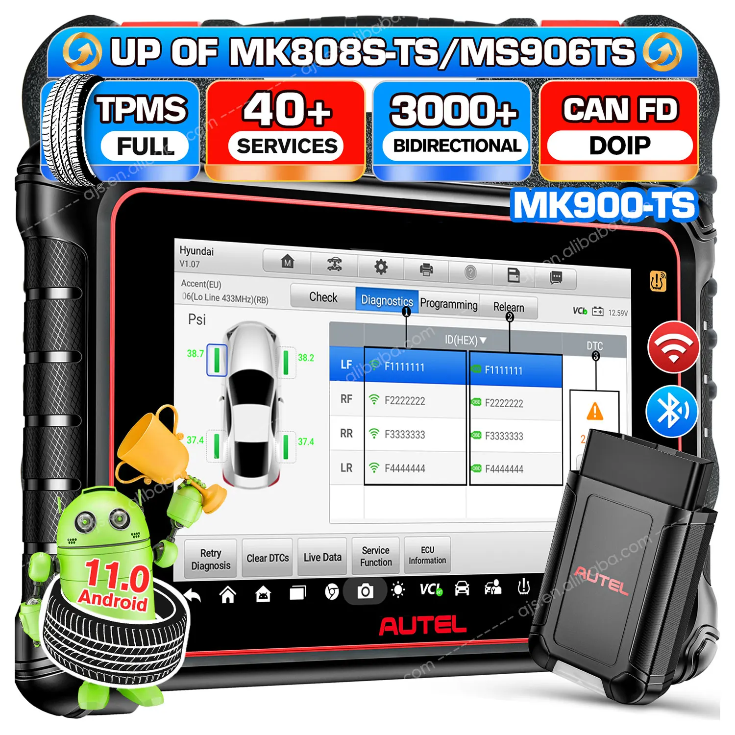 Autel Maxicom Mk900 Ts Auto Universal Full System Obd 2 Scanner Mk 900 Mk900ts Mk808 Car Tpms ...