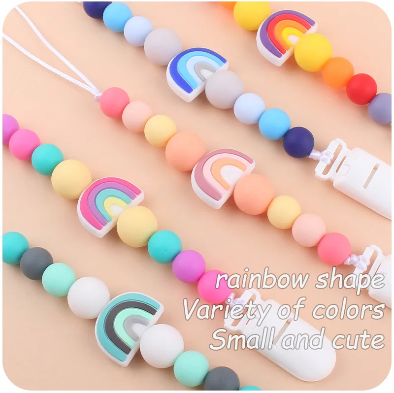 Silicone Pacifier Chain Rainbow Shape Bpa Free Silicone Clip Cartoon ...