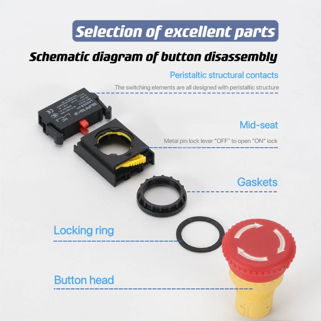 La38 Emergency Stop Push Button Plastic Customized Touch 22mm Push ...