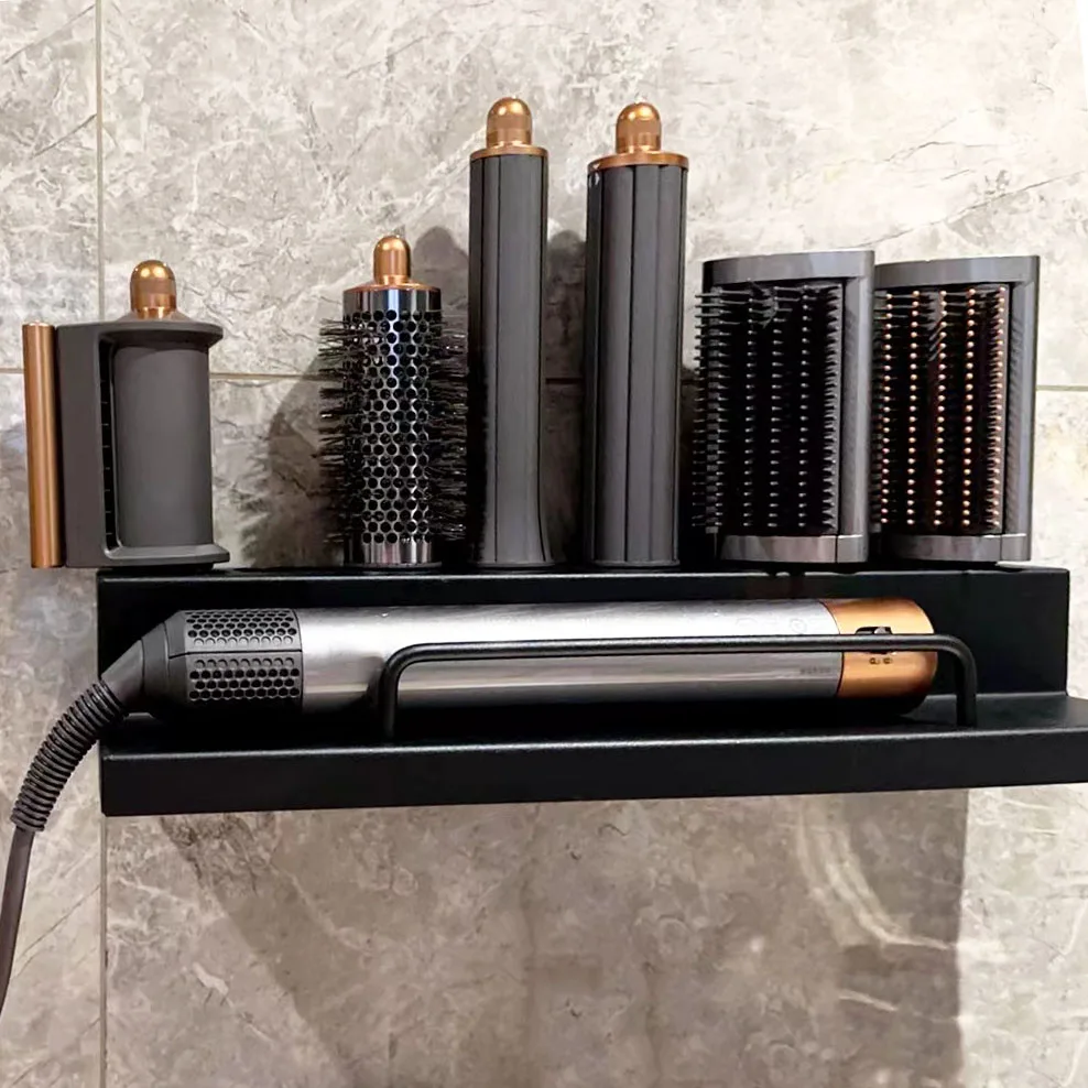 Hair Dryer Curling Wand Wall Mounted Rack Holder 5 In 1 Set For Ht01 ...