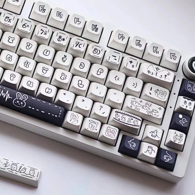130 Keys Rabbits and Carrots Theme FA Profile Keycaps for Gaming ...