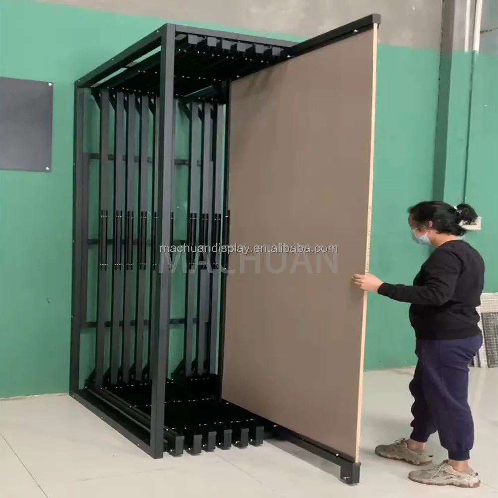 Metal Sliding Door Display Rack Push Pull Door Display Tile Rack ...