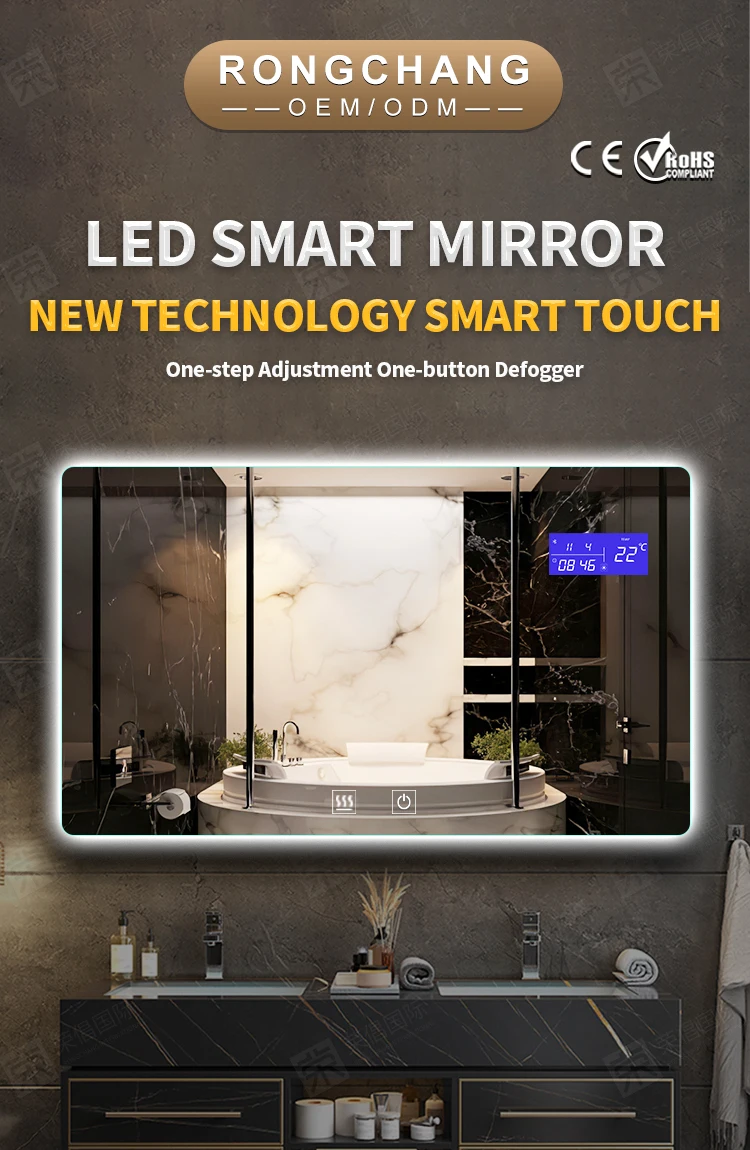 Waterproof Defogger Touch Switch Rectangle Smart Speaker And Radio Led Bathroom Mirror - Buy ...