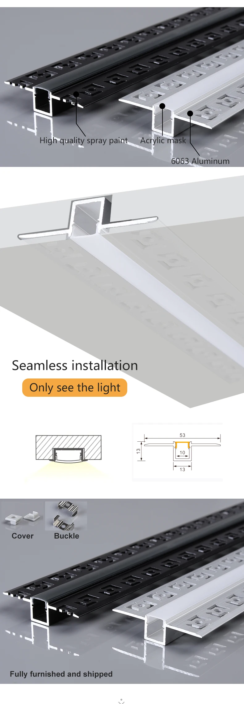 High Bay Light Drywall Gypsum Led Aluminum Profile New Design Recessed ...