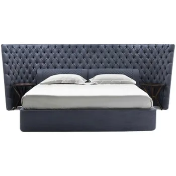 Luxury King Tufted Velvet Bed Room Furniture Arc Column Bar Queen Dark ...