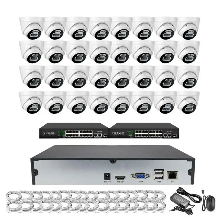 32chs 2 Way Audio 8mp 4K Face Human Detection POE CCTV System