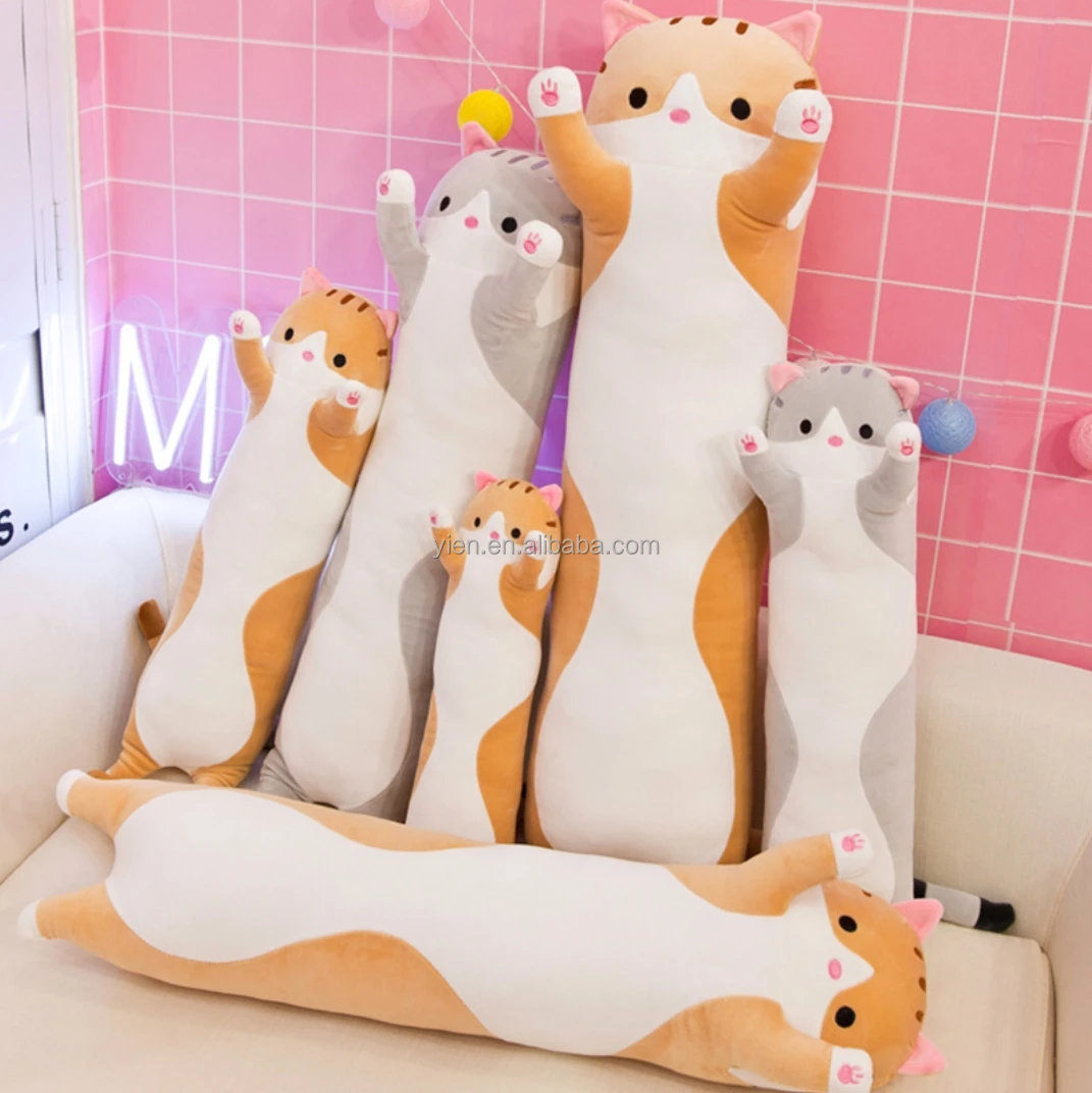 Factory Price Long-shaped Interlocking Cat Stuffed Animal Pillow Toy ...