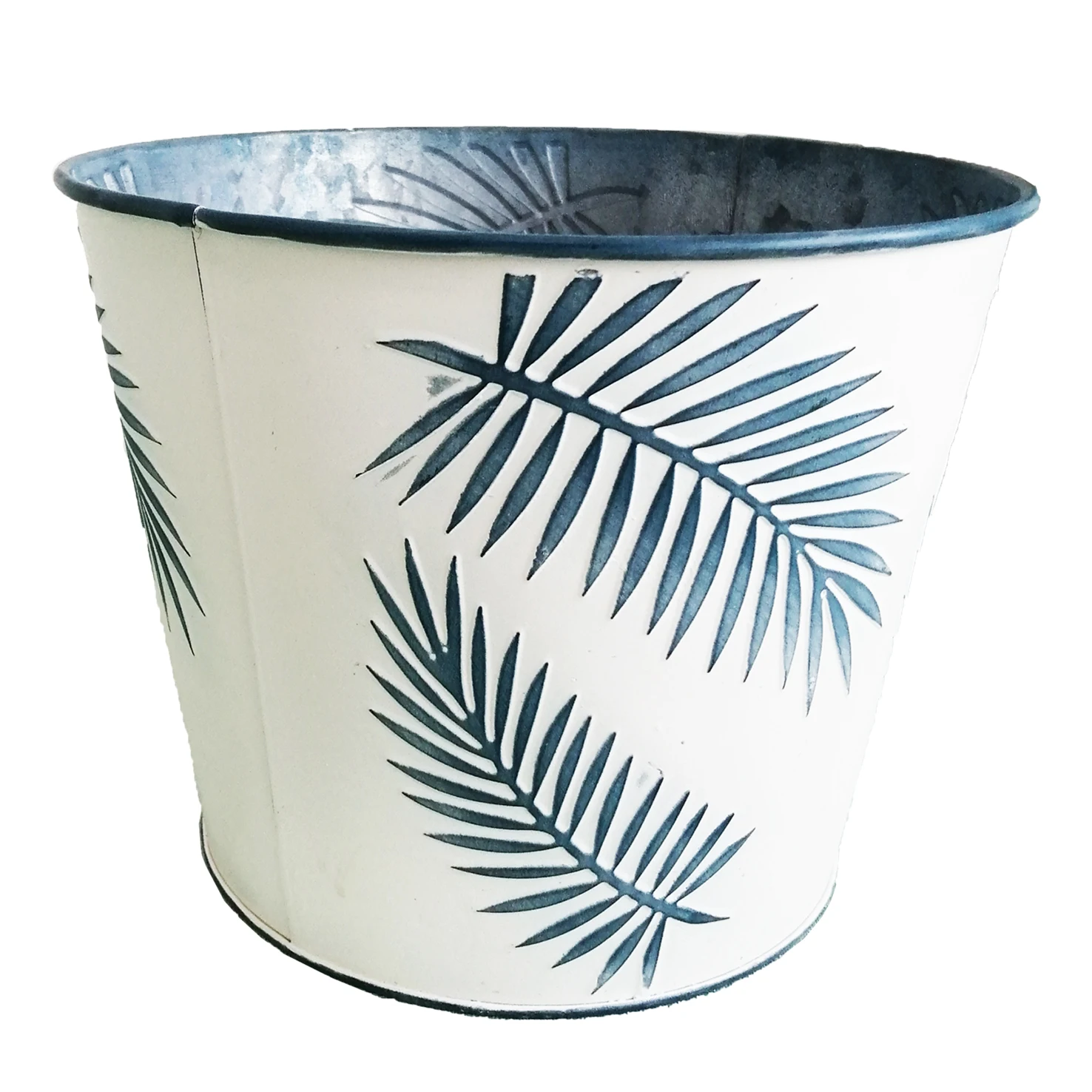Custom Leaf Embossed Logo Galvanized Planter Flower Pot For Home&garden ...