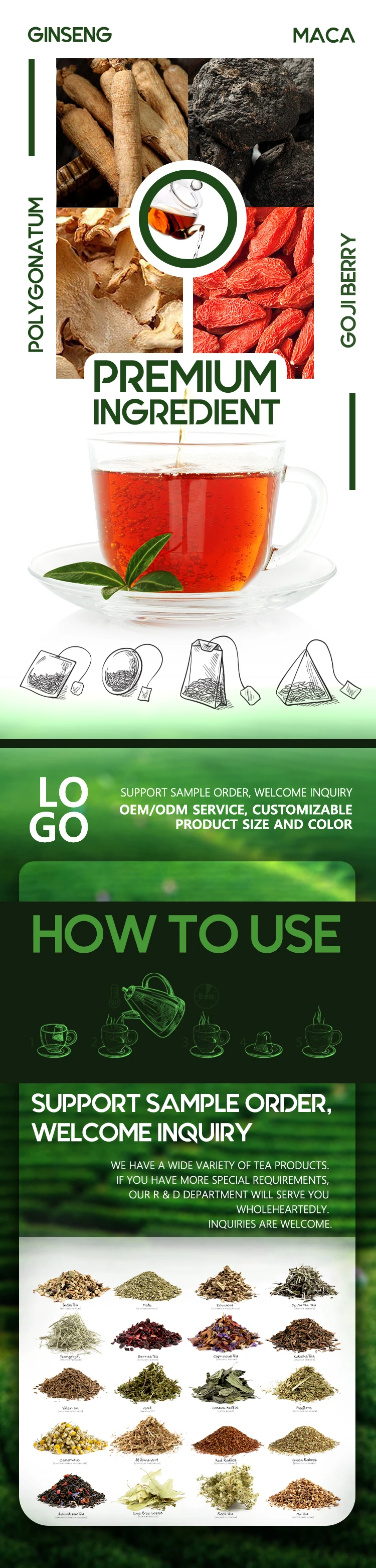 100% Natural Organic Product Ginseng Maca Polygonatum Tea With Private ...