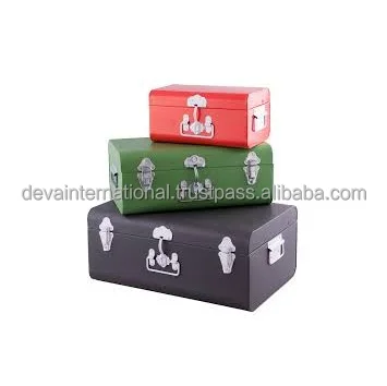 Classy Metal Trunk Boxes Set Of Two Cases Safe Deposit Toy Storage ...