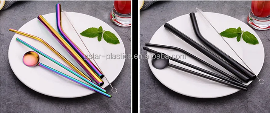 Factory Price Flexible Straws Metal Bendy Straight Metal Straw Bubble ...