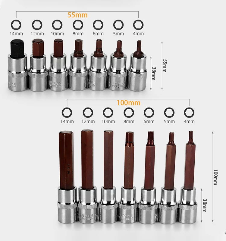 T10 - T55 Torx Bit Hexagonal Hex Socket Sleeve Tool CR-V