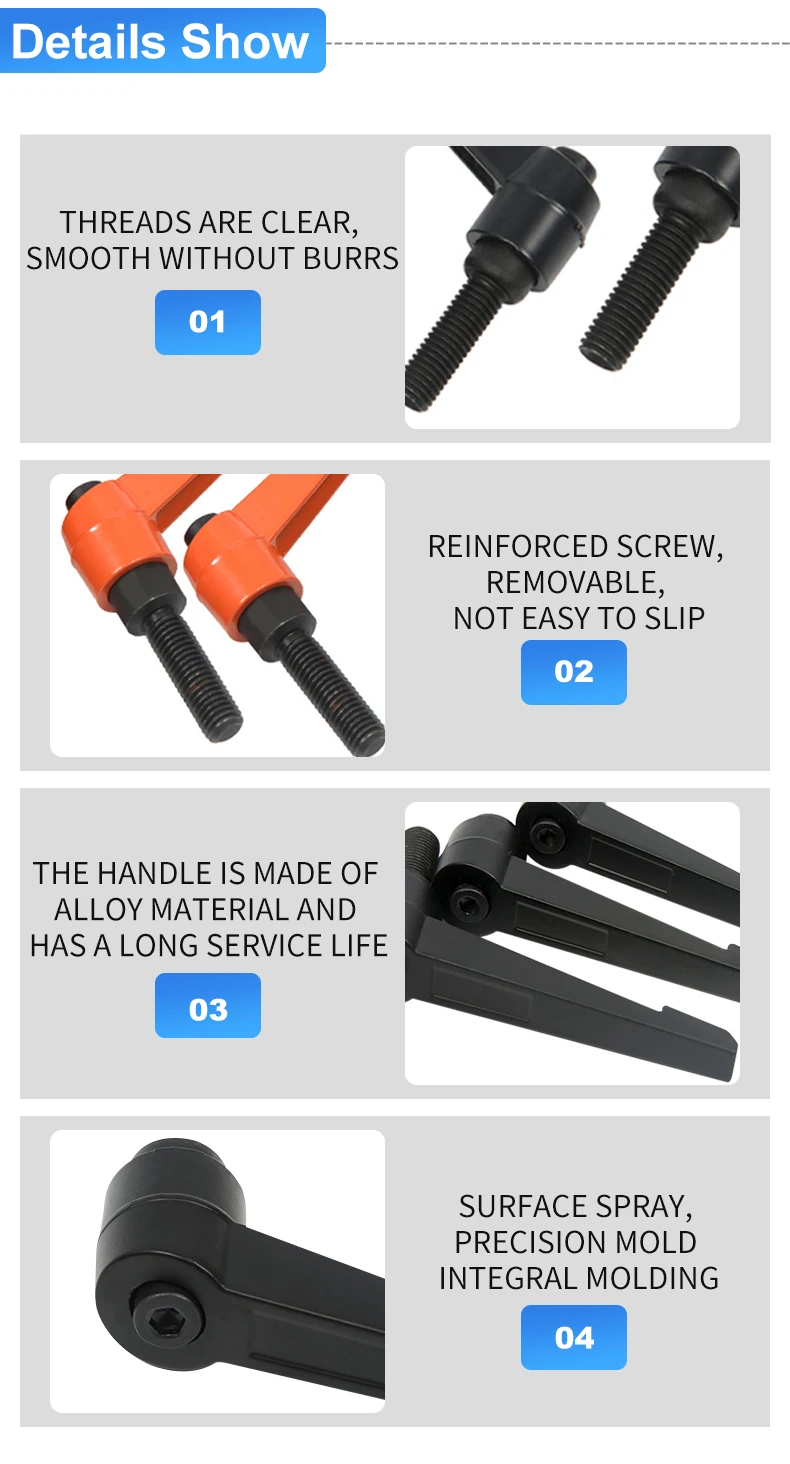 Adjustable Tight Clamping Lever Handle - Black Orange Alloy