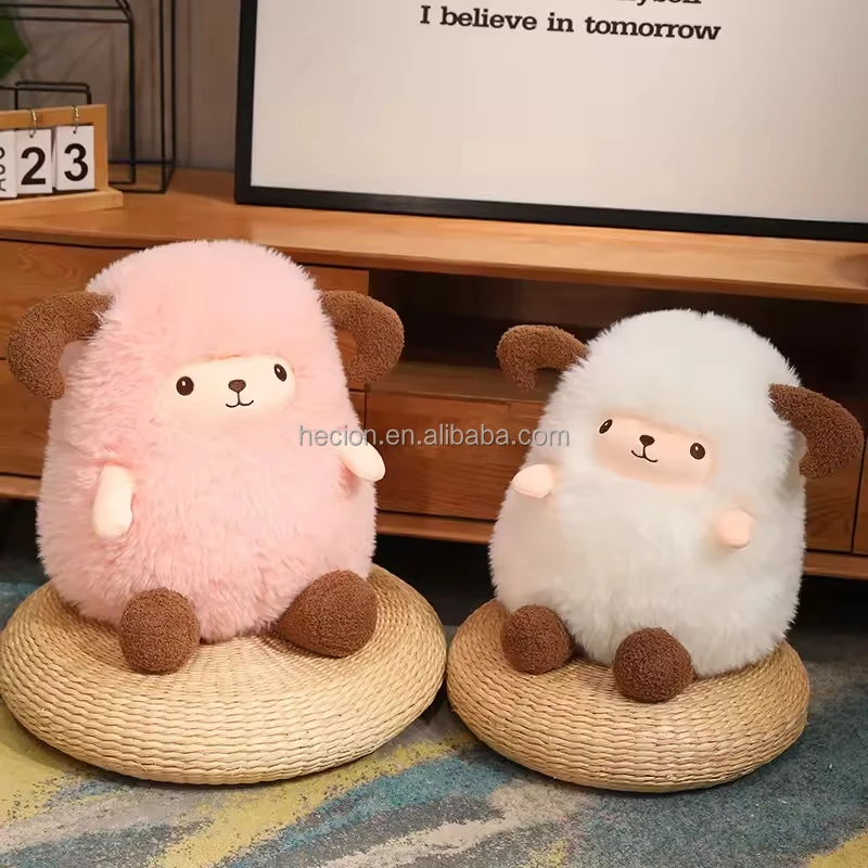 Hecion 2024 New Cute Fluffy Plush Pink Sheep Toy Stuffed Animal Doll ...