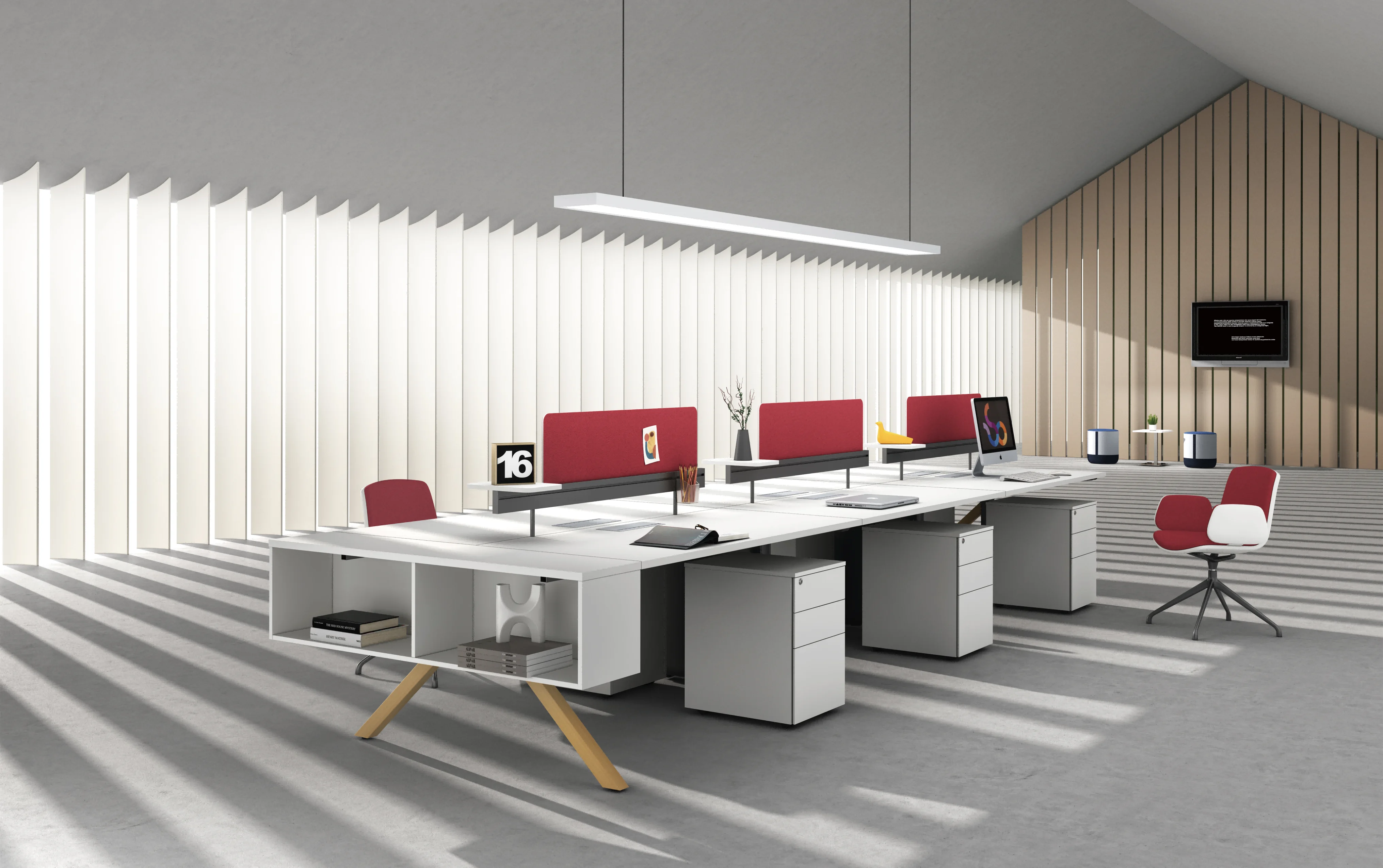 Modern Wooden Modular Office Desk 2 4 6 8 Seater Coworking Workstation ...
