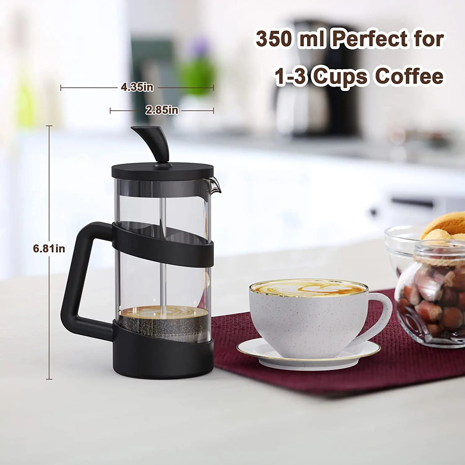 350ml 600ml 1000ml Bamboo Lid Cafetiere Prensa Francesa Stainless Steel ...