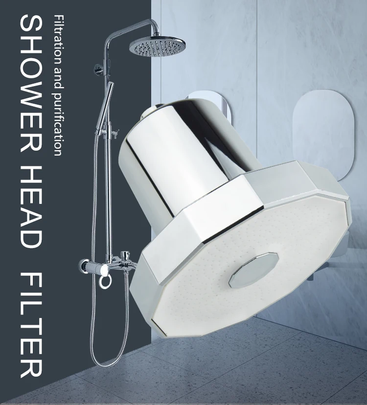 Polygon Shower Water Filter Head 20-stage Household Gray Shower Water ...