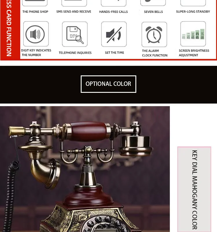 Retro Rotary Telephone SIM Card Vintage Home Hotel Phone OEM