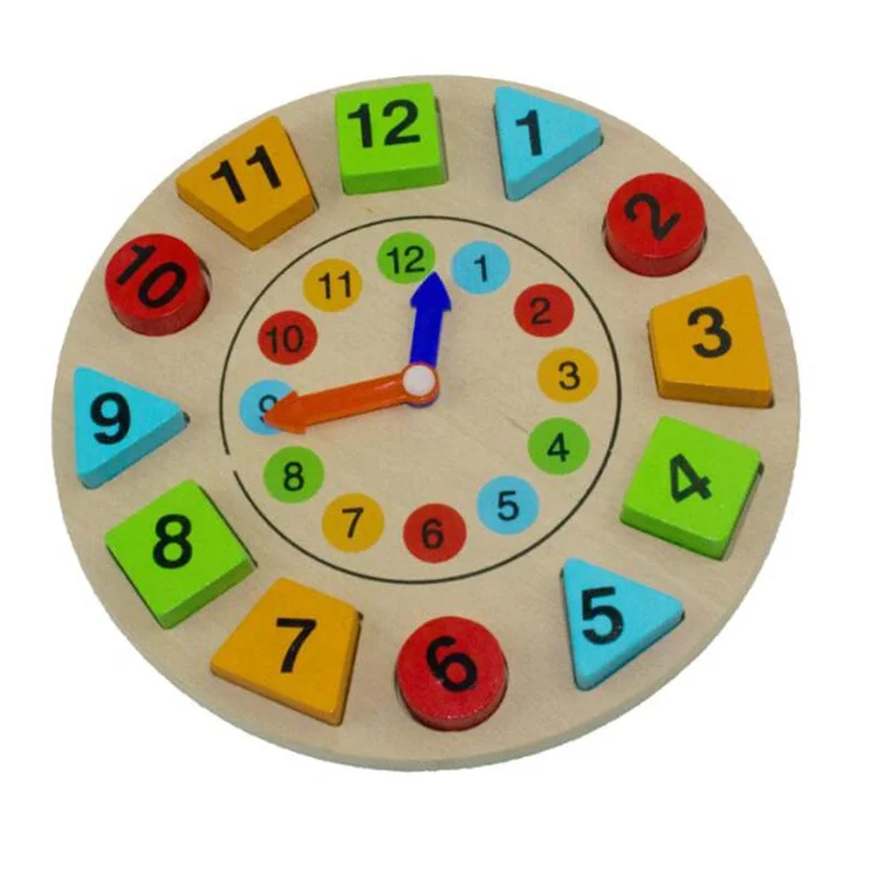 Diy Wooden Blocks Toys Digital Geometry Clock Toy Figure Blocks ...