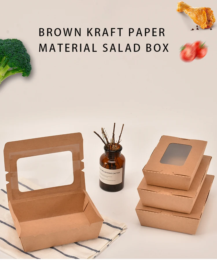 Takeout Recyclable Brown Kraft Paper Meal Box With Window 54oz ...