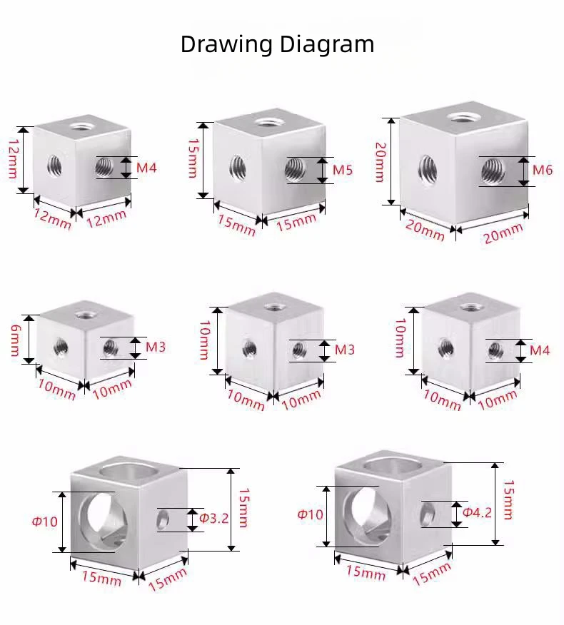 Aluminum Alloy Six-sided Copper Six Sides Nut Plate Connection Block ...