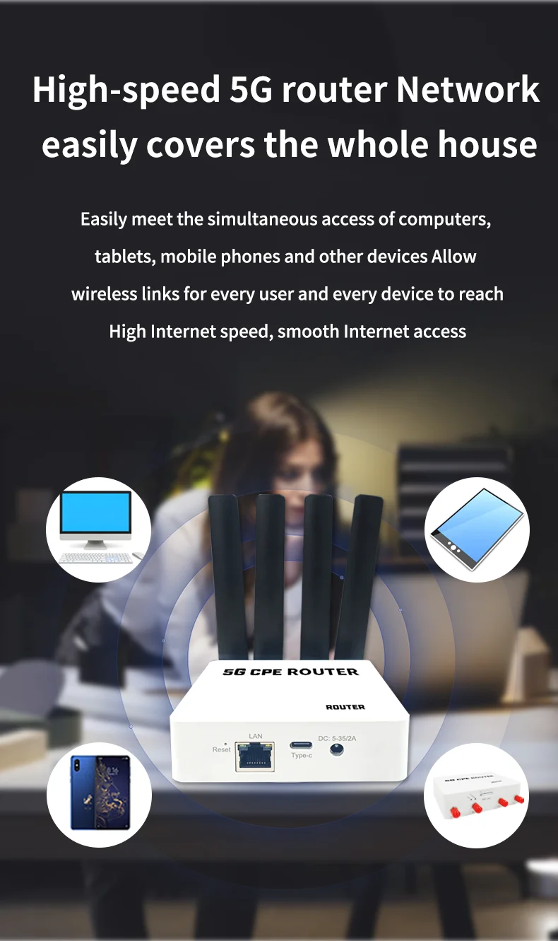 5g Router With SIM Card Slot Plug and Play Wi-Fi6 5g CPE Wifi Router ...