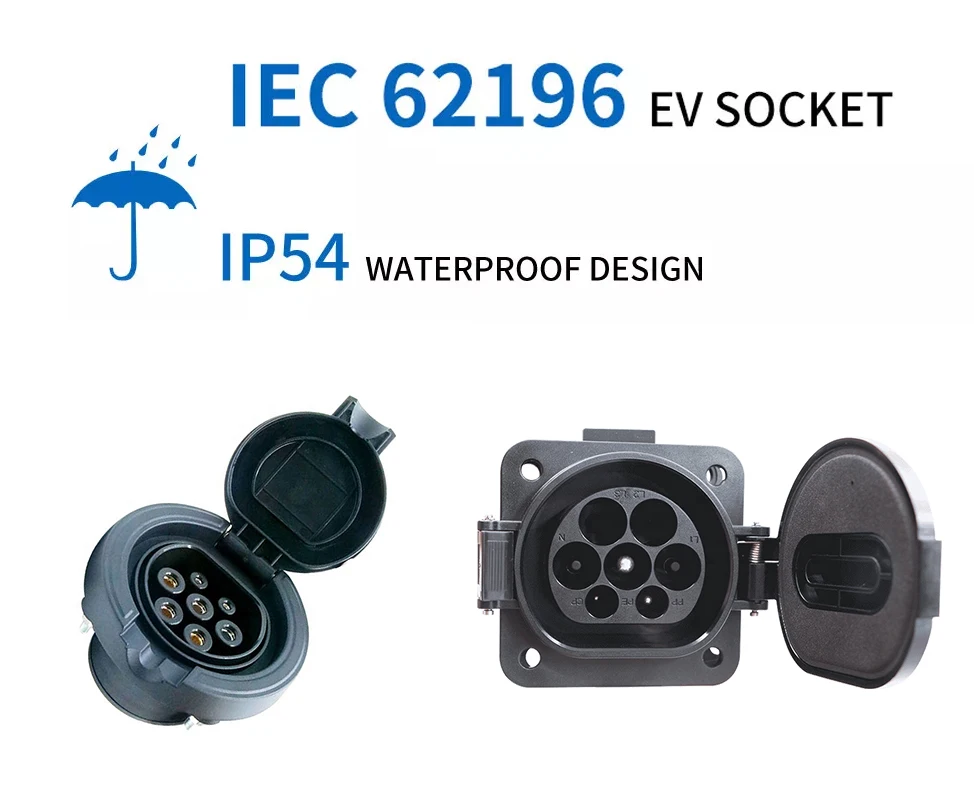 Iec 62196-2 Type 2 Type 1 Female Socket Outlet Inlet Plug 16a 32a 7 Pin ...
