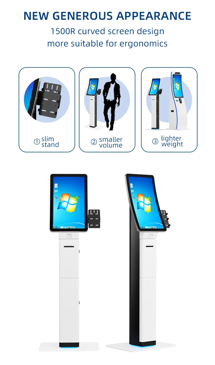 Custom Design Curved Screen Multi-point Touch Self-service Payment ...