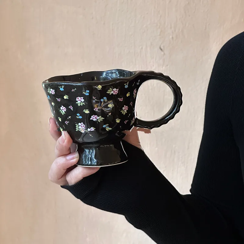 Msh 10oz Vintage Small Floral Design Hand-pinch Fired Porcelain Stand ...