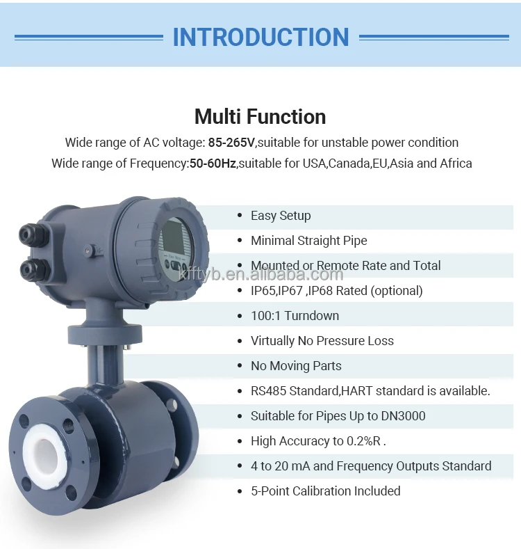 Dn3-Dn3000 Smart Split 240v Digital Display Water Ultrasonic Flow Meter ...