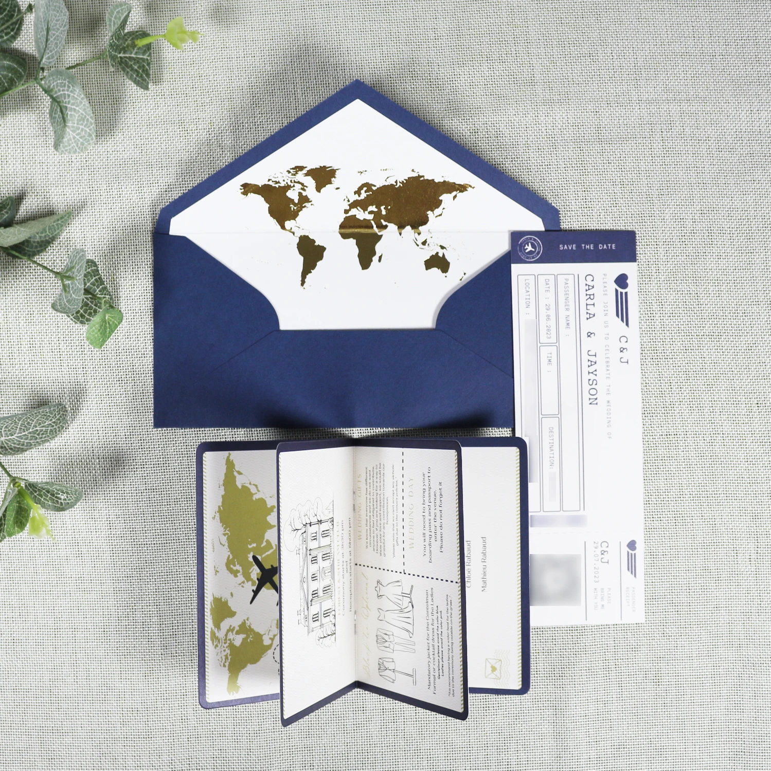 Luxurious DIY Papercraft Navy Boarding Cards With Gold Foil Custom ...