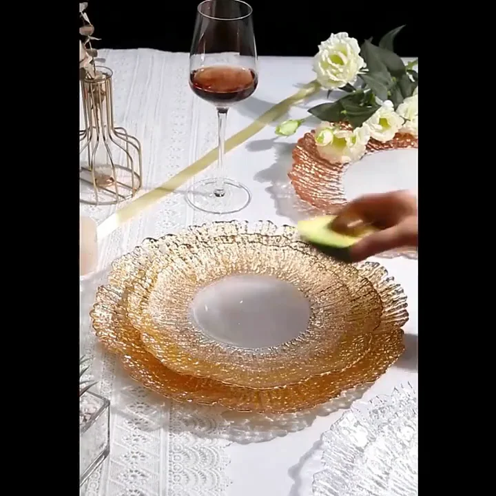 Wholesale 13inch Silver Glass Plates Wedding Decoration Glass Charger ...