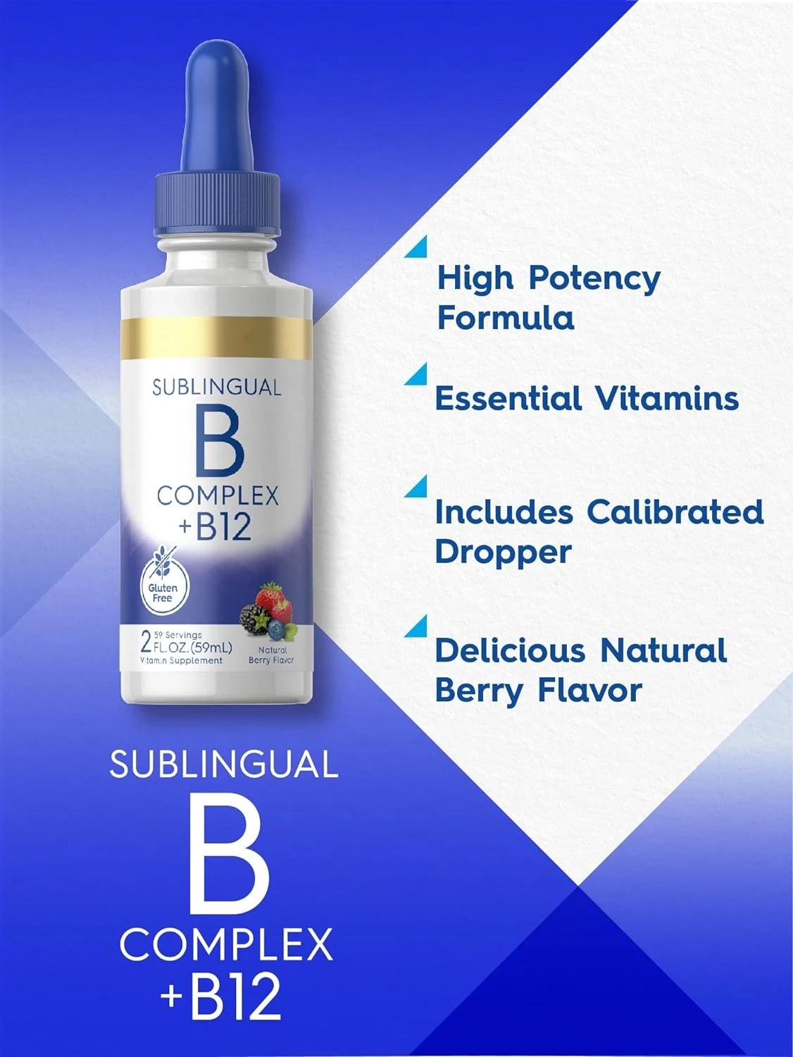 Sublingual Vitamin B Complex Drops B12 Berry Flavored Vegetarian Non ...