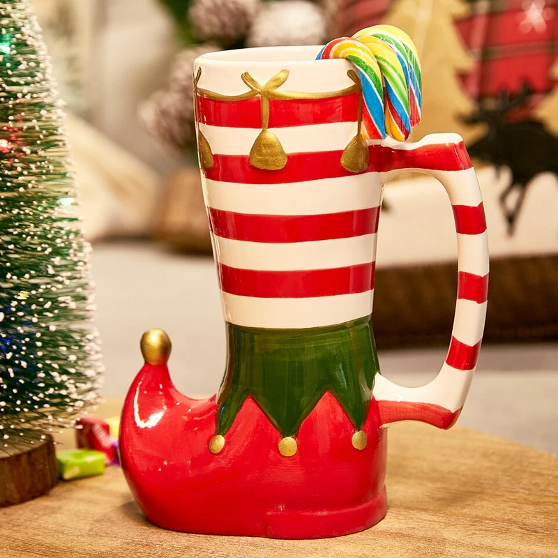 Custom Holiday Seasonal Gift Drinkware Porcelain 3d Elfs Candy Cane ...