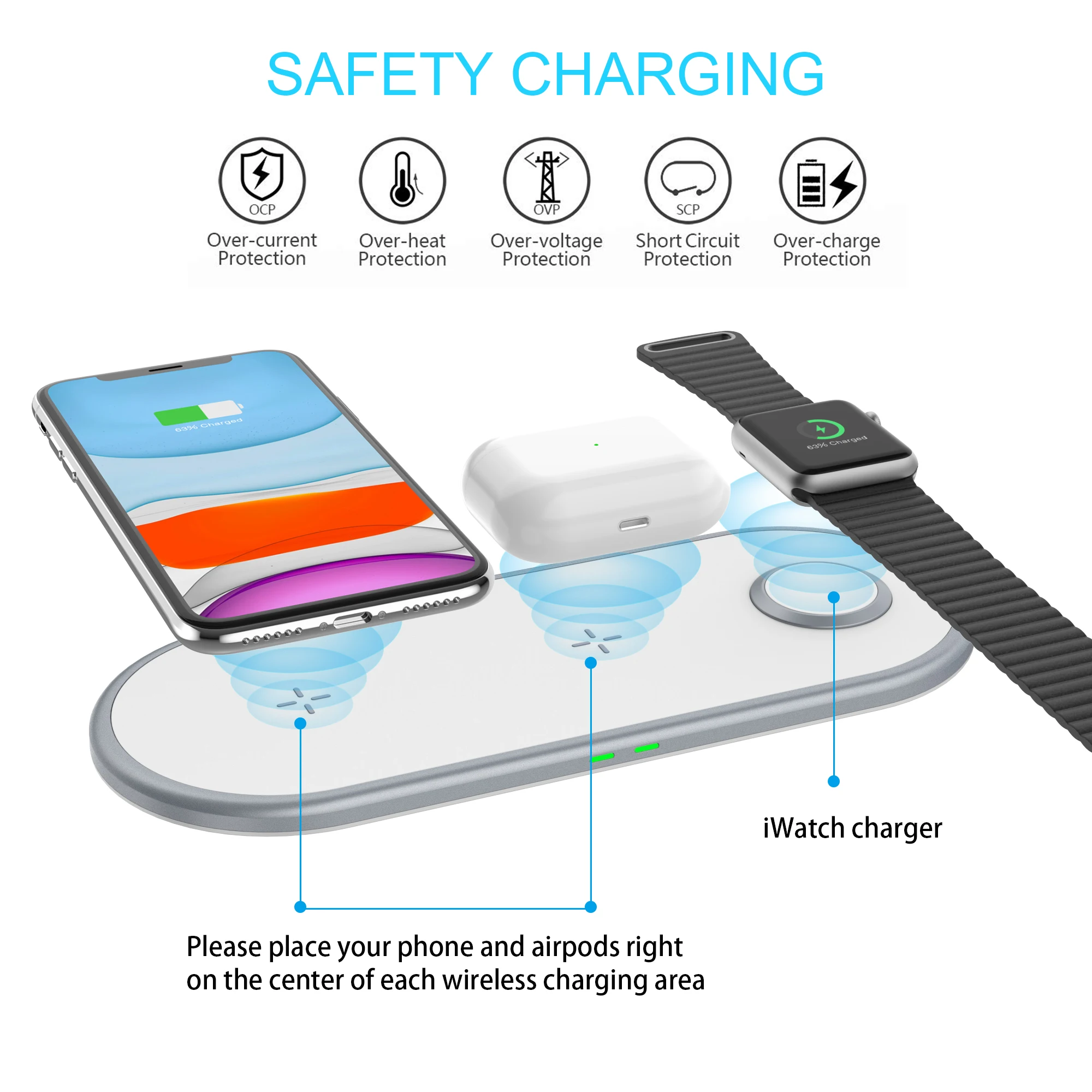 Multifunctional Wireless Charging Stand Double Coil Desktop Stand Three ...