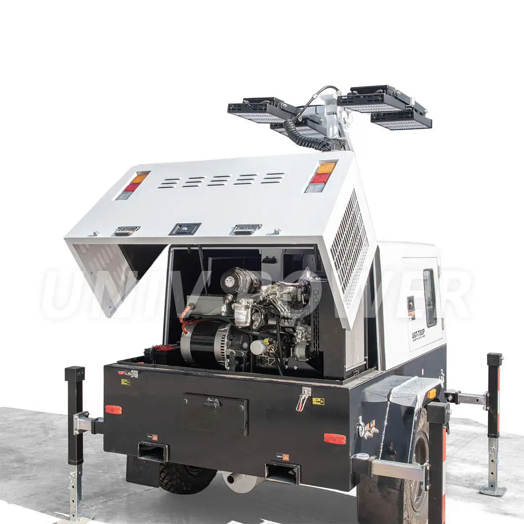 Mobile Hydraulic Mast Light Tower 7m 4*500W LED Diesel Light Tower ...