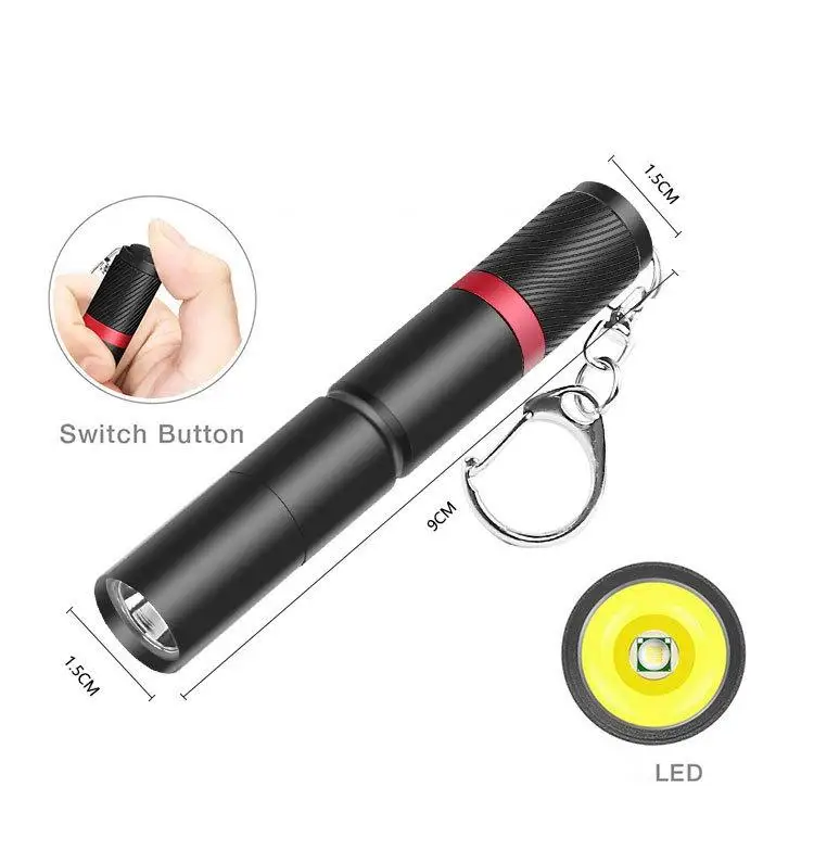 Portable Keychain Flashlight Mini AAA Battery Torch Light Small Size ...
