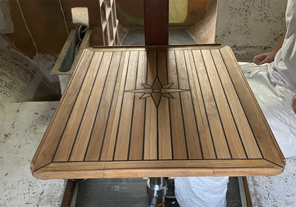 Boat Sliding Teak Table Top - Durable & Stylish Marine Yacht