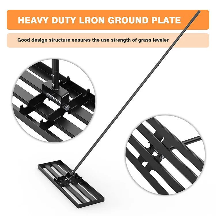 Jh-mech Heavy Duty Ground Plate Rake for Easy Lawn Leveling