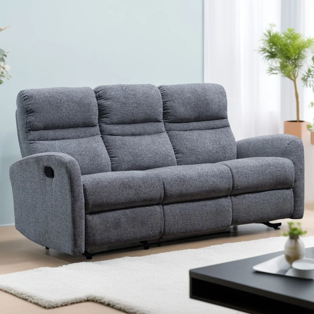 Modern Three-Seater Inline Recliner Sofa 1+2+3 Combo Set with ...