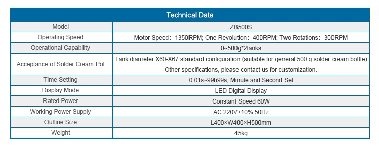 ZB500S SMT Pcb Solder Paste Mixer - Efficient & Reliable