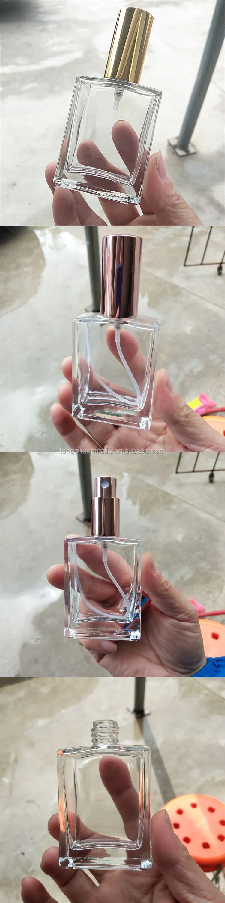 Rose Gold Perfume Bottle 30ml 50ml 100ml Rectangular Screw Neck Perfume ...