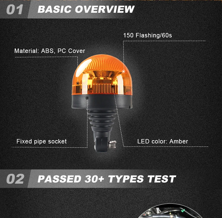 Sae J845 Class 1 Ece R65 Amber Led Warning Flashing Lights Forklift ...