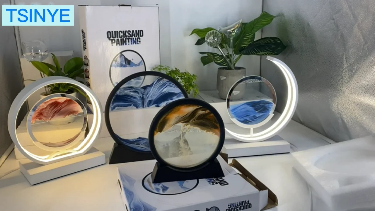 Hourglass Table Lamp Craft Quicksand 3d Natural Landscape Night Light ...