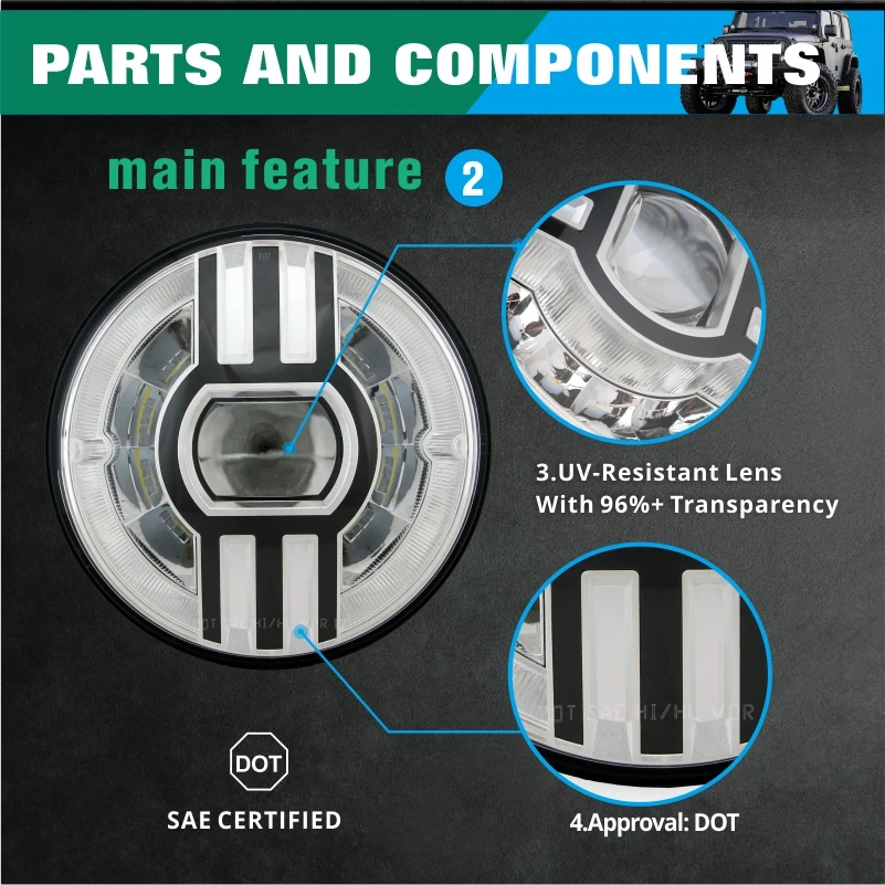 Motorcycle 7 Inch Led Headlight Led Projector Car Fog Led Light Drl Led ...