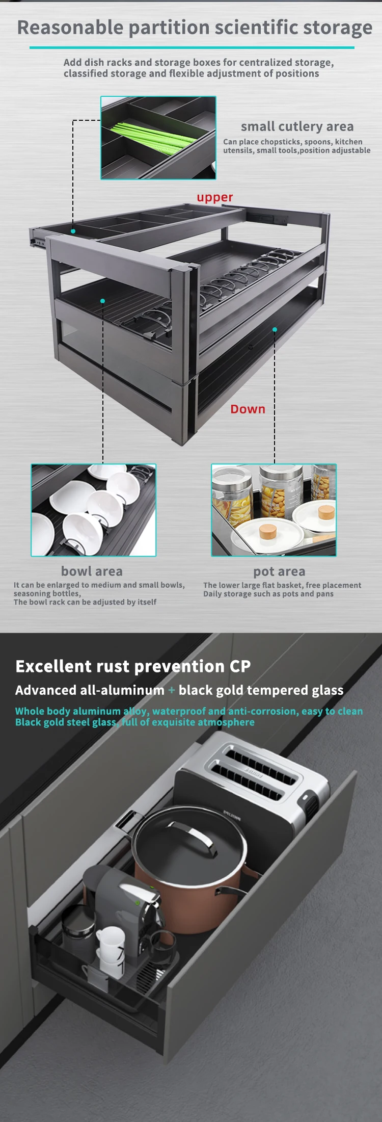 Cabinet Organizer Drawer 2 Tier Under Sink Kitchen Pull Out Basket ...