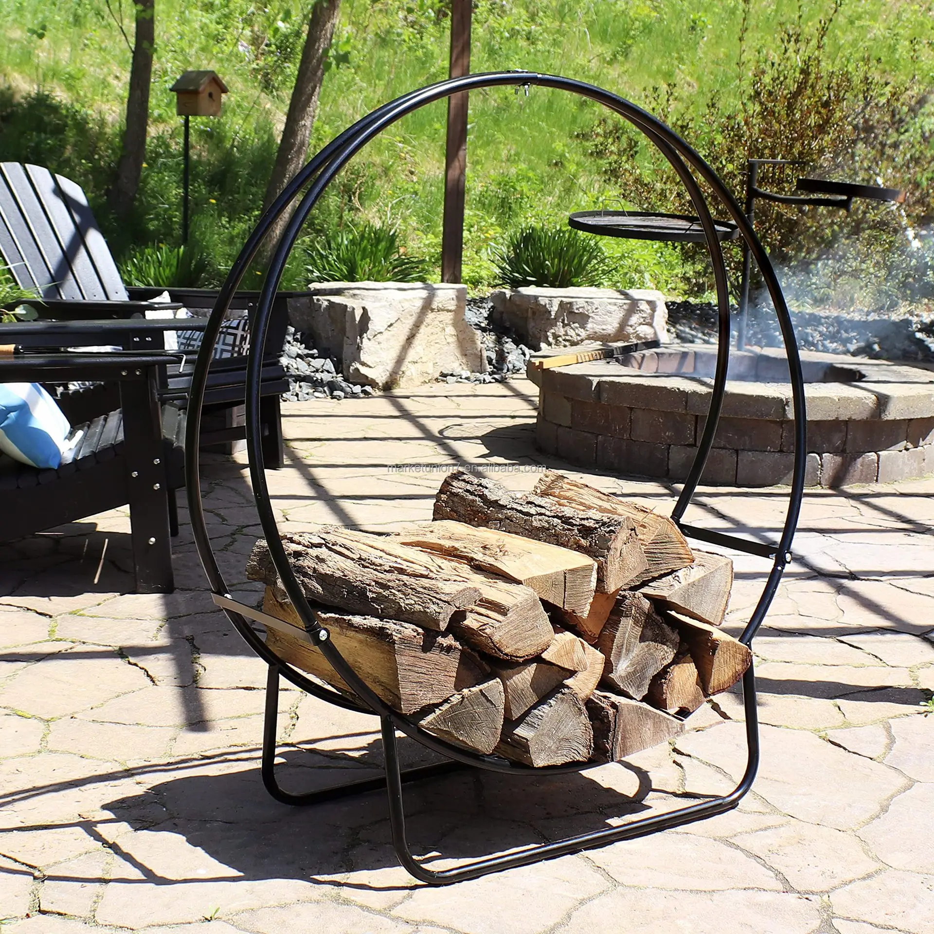 Heavy Duty Log Rack Circular Firewood Storage Rack Classic Round Log ...