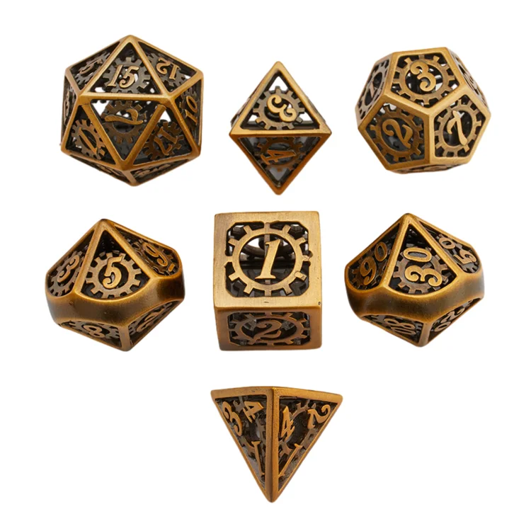 Checkerboard Game Dnd Polyhedral Hollow Gear Metal Rpg Dice Set Custom ...