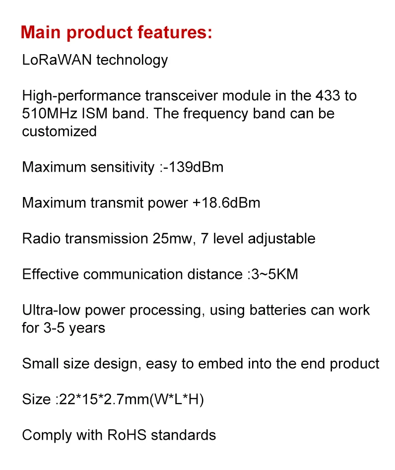 LoRa_DL7812 Low Power Bi-directional Transceiver Standard Lorawan ...