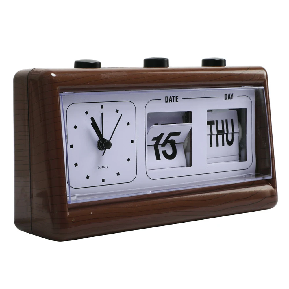Automatic Page Turning Clock with Week Date Calendar Flip